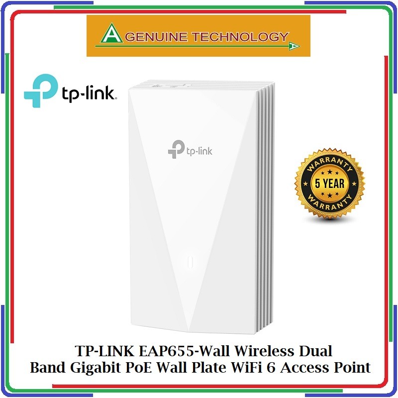TP-LINK EAP655-Wall Wireless Dual Band Gigabit PoE Wall Plate WiFi 6 ...
