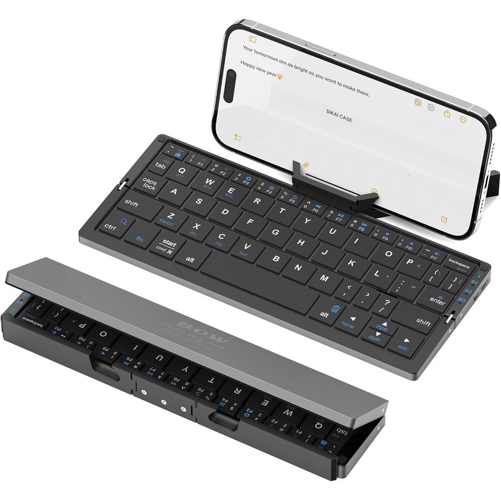 BOW Foldable Bluetooth Keyboard, Mini Keyboard, Aluminum Alloy Silent ...