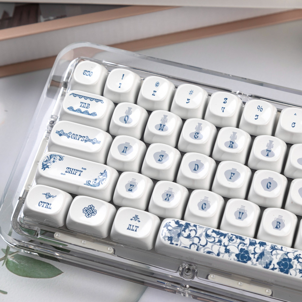Blue and White Porcelain Keycaps Imitating Ceramics PBT Material DYE ...