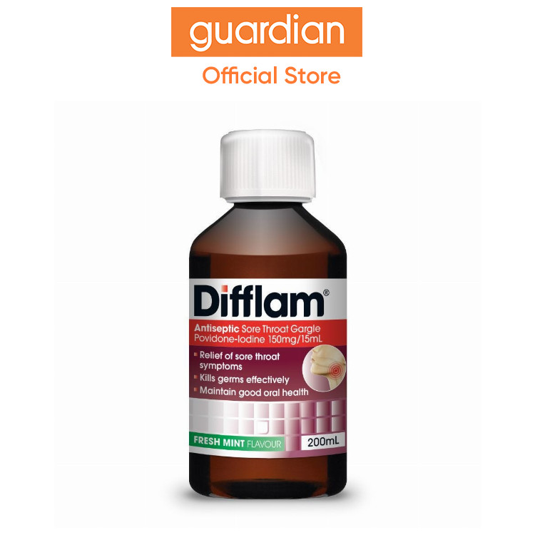 Difflam Povidone Iodine Antiseptic Gargle 200ml | Shopee Singapore
