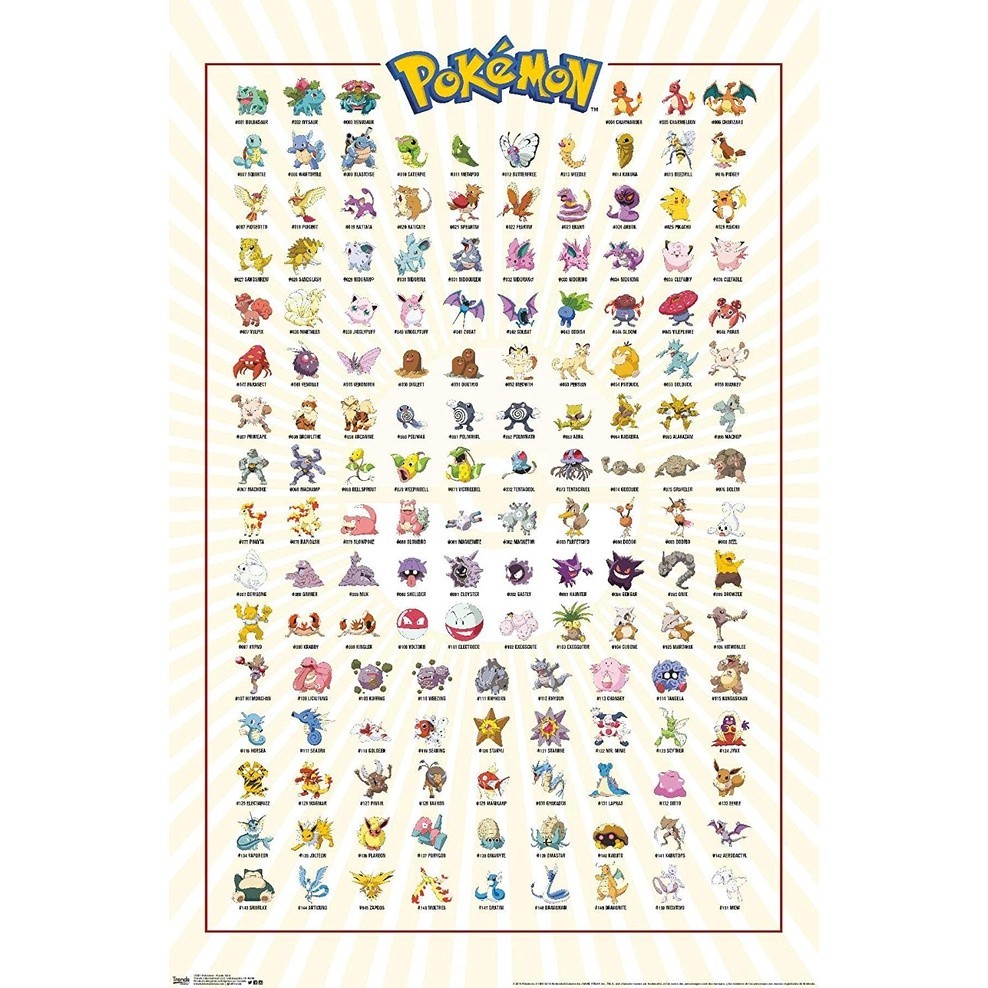 Pokemon Kanto Grid Wall Poster | Shopee Singapore
