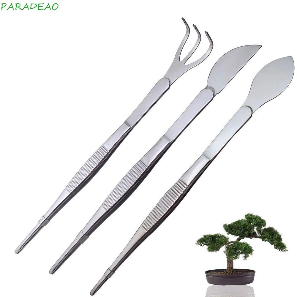 PARADEAO Stainless Steel Root Rake, Handheld 2-in-1 Bonsai Tweezers ...