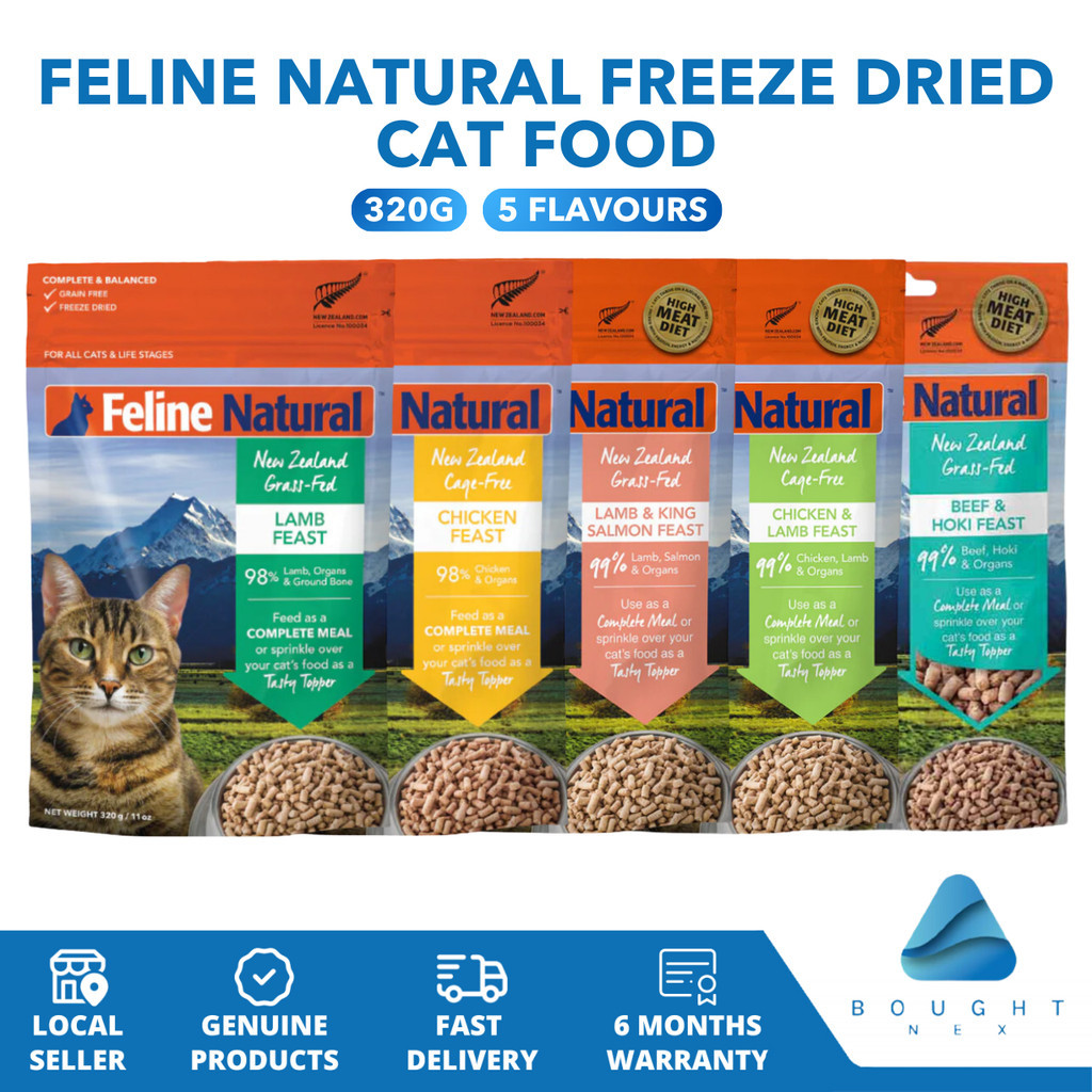 Feline Natural Freeze Dried Cat Food 320g Lamb Chicken Salmon Beef ...