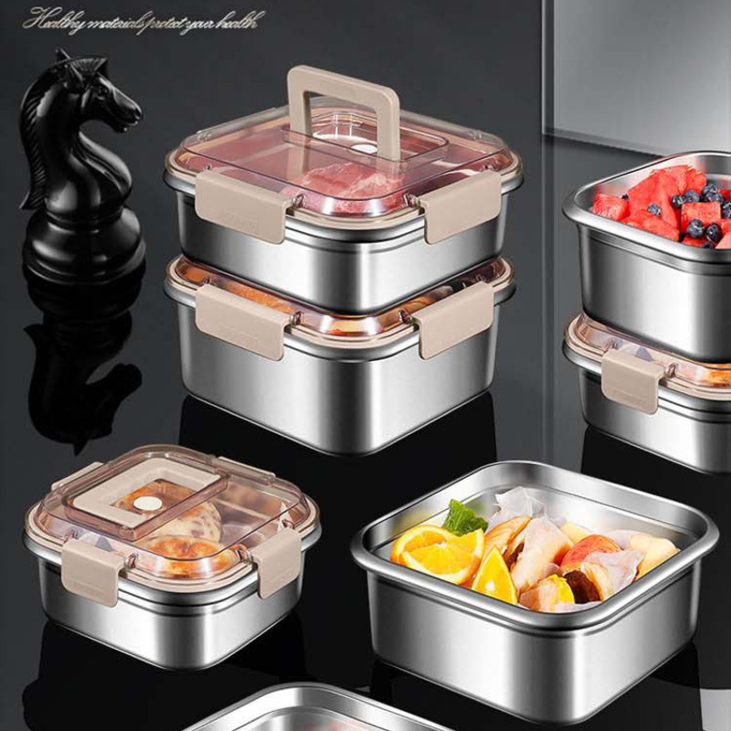 316 Stainless Steel Preservation Box With Lid Refrigerator Food Storage ...