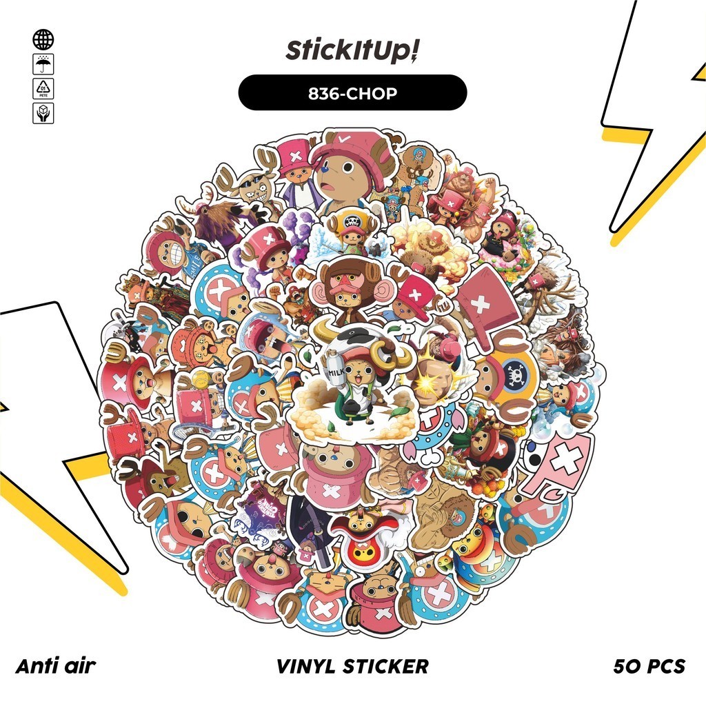 HP 100 Pcs One Piece Chopper Sticker Pack Cute Aesthetic Vinyl ...
