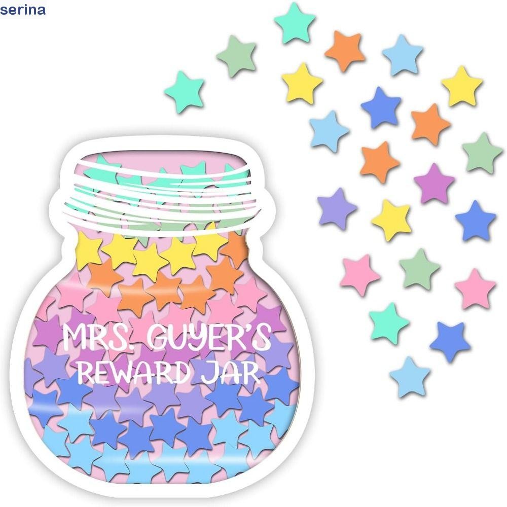 SERINA Positive Behavior Rewards Jar, Wooden Cartoon Kids Star Reward ...