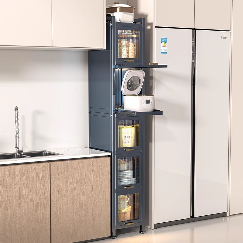 Kitchen Pull-Out Storage Rack Floor Standing Ultra-Narrow Half-Wall ...