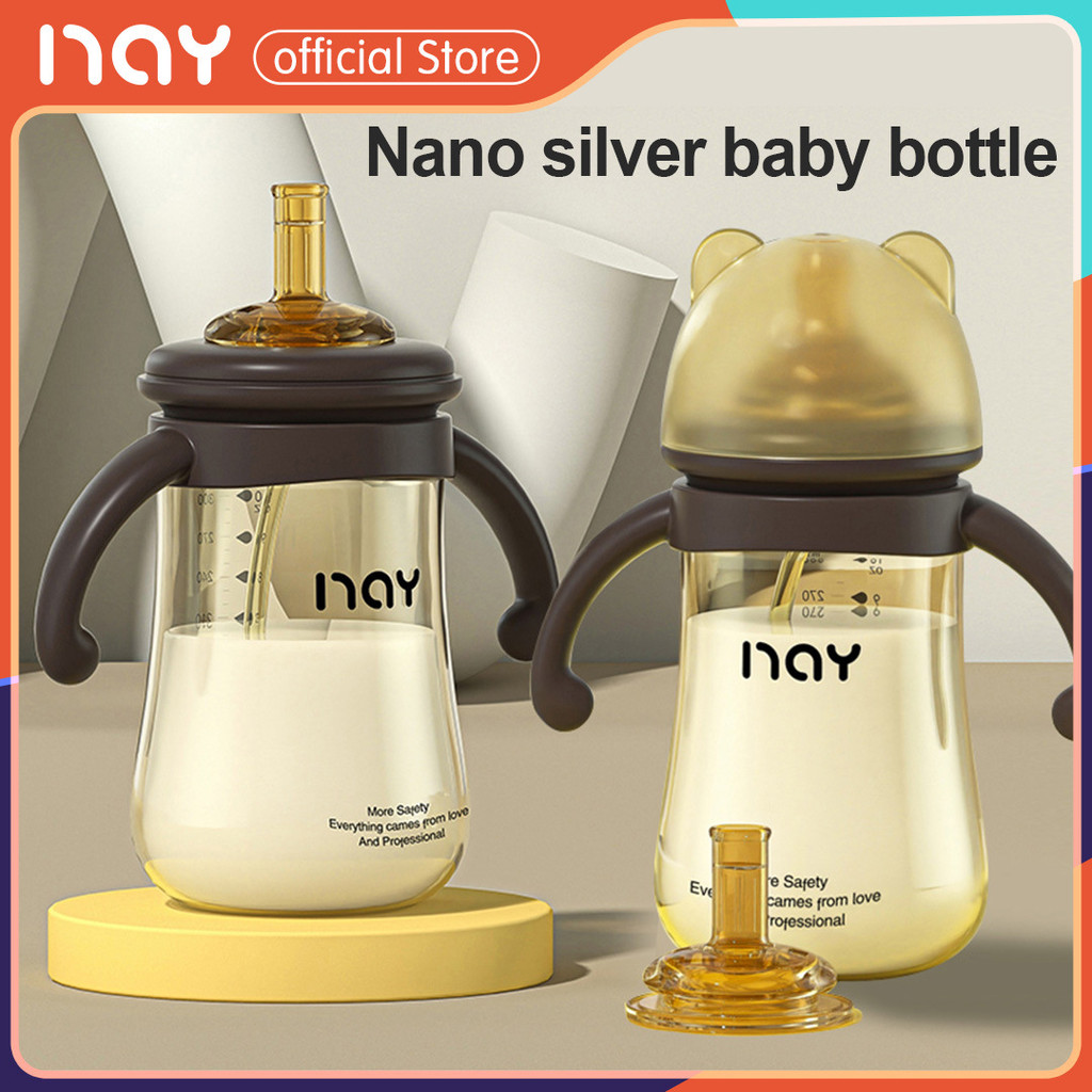 Baby Bottle Nano Silver Antibacterial Straw Cup Wide Neck Bottle Anti ...