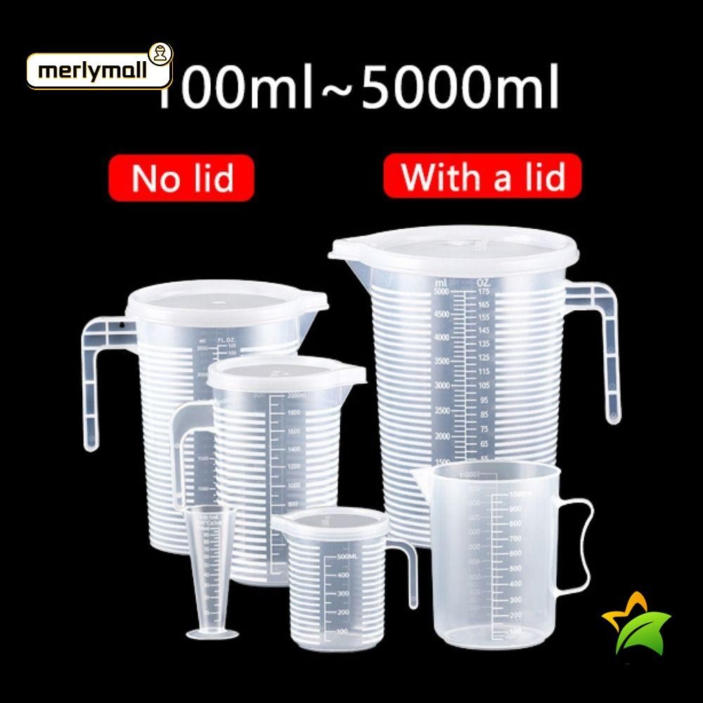 MERLYMALL Graduated Measuring Cup, Plastic Laboratory Beaker, with ...