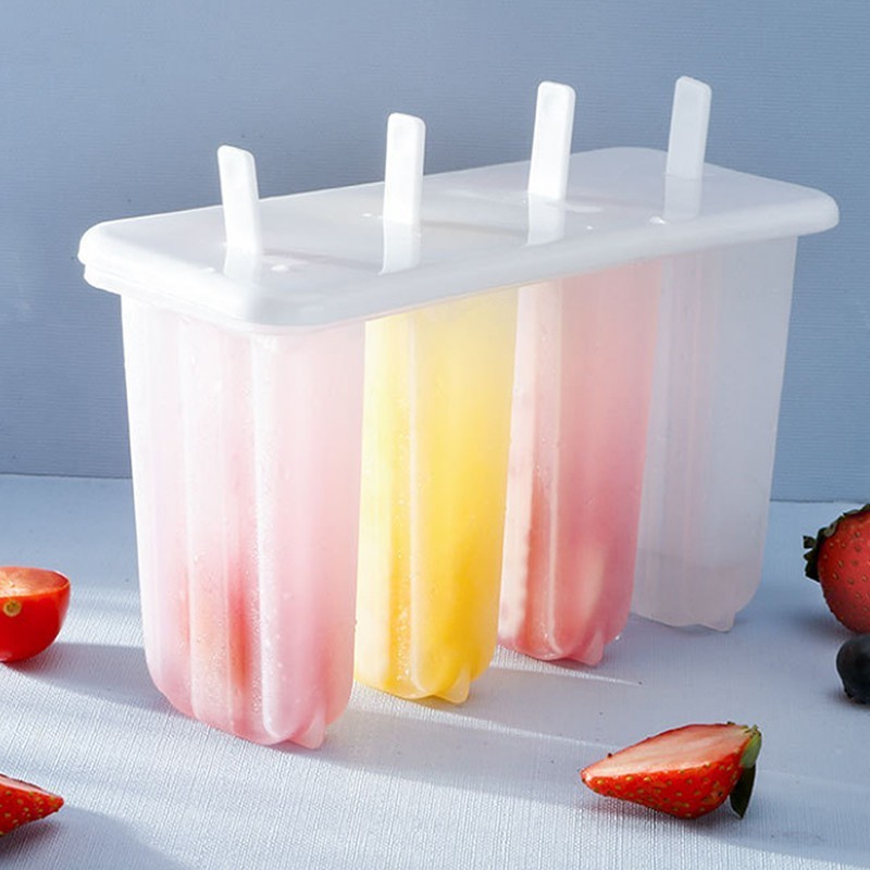4-Cell DIY Reusable Ice Cream Popsicle Mold and Popsicle Tray, Popsicle ...