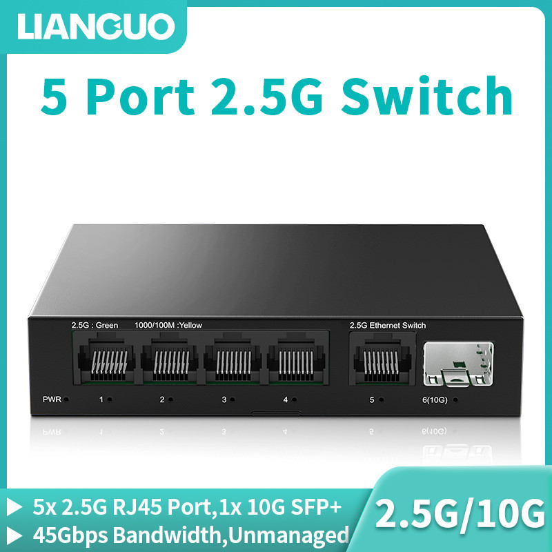 LIANGUO 5 Port 2.5GbE Ethernet Switch Unmanaged 2.5Gbps Network Switch ...