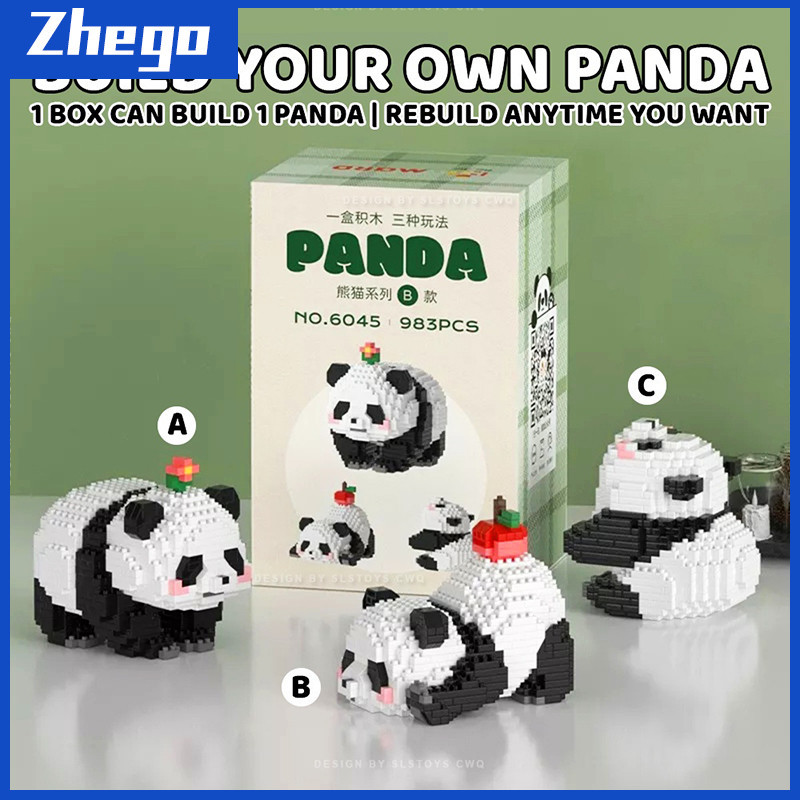 Mini Panda Cutebuilding Block Brick DIY Cartoon Character Puzzle 3D ...