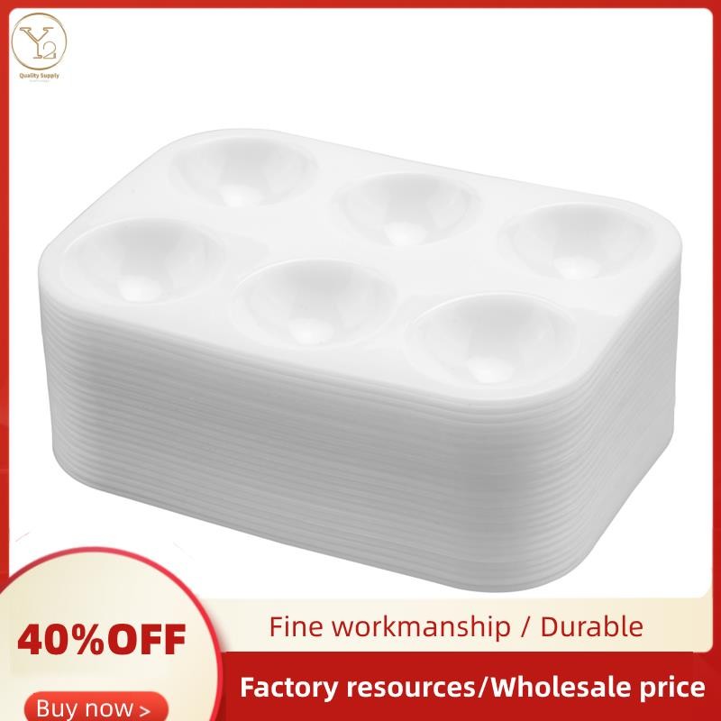 24 Pieces Plastic Paint Palettes 6 Well Rectangular Watercolor Palette ...