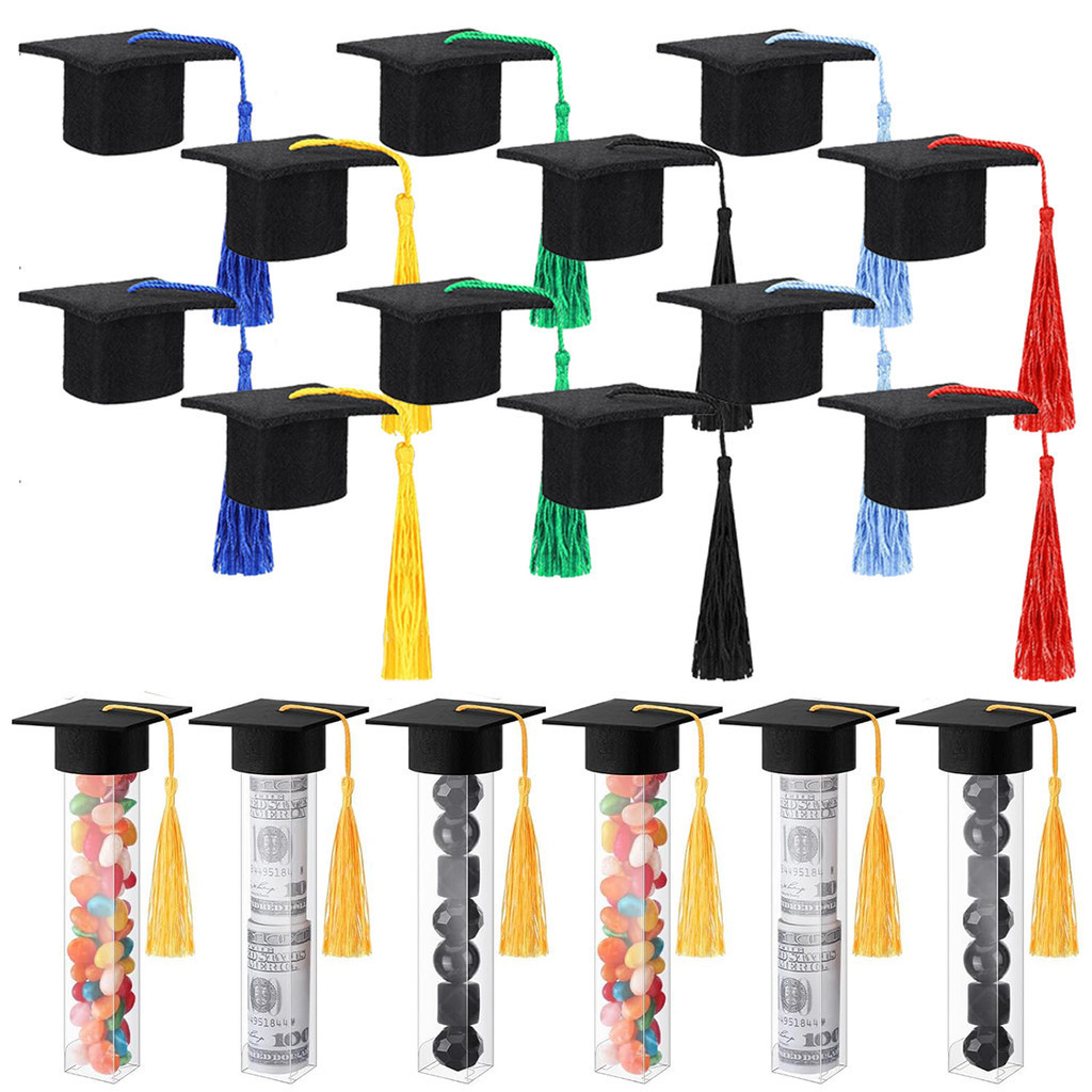 10Pcs Mini Graduation Caps with Tassels Graduation Hat Cupcake Picks ...