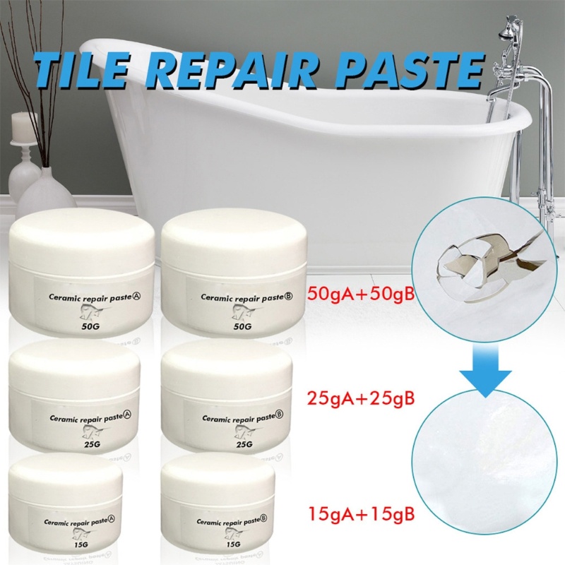 YJCNELCR Ceramic Repair A+B Tub Tile Shower Repair Kit White Bathtub ...