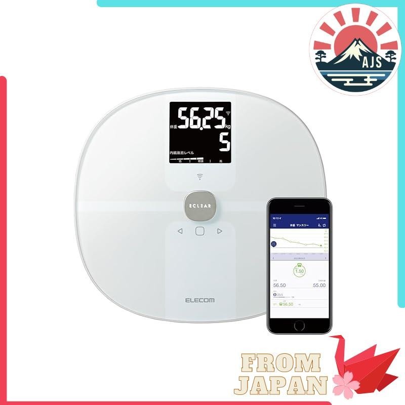 Elecom Body Composition Scale with Wi-Fi Connection and Backlight Carpet Feet (Weight/Visceral ...