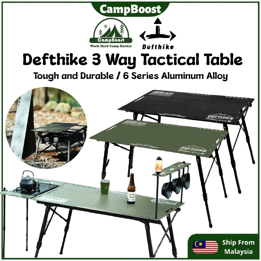 CampBoost DEFTHIKE 3 Way Tactical Camping Table Meja Camping Folding ...