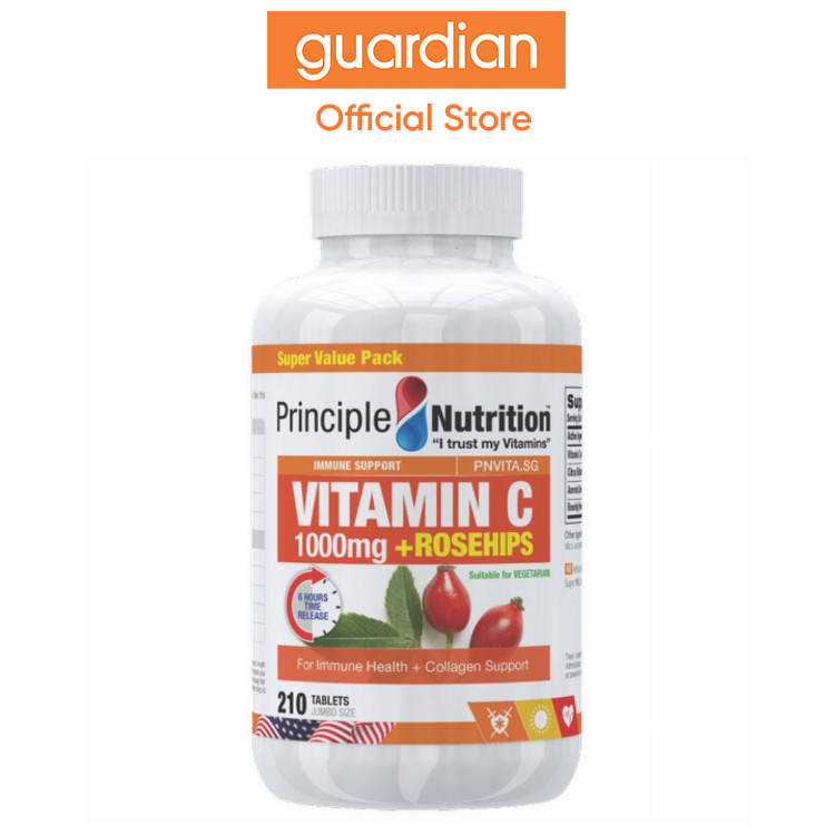 Principle Nutrition Vitamin C 1000mg + Rosehips 210 tablets | Shopee Singapore