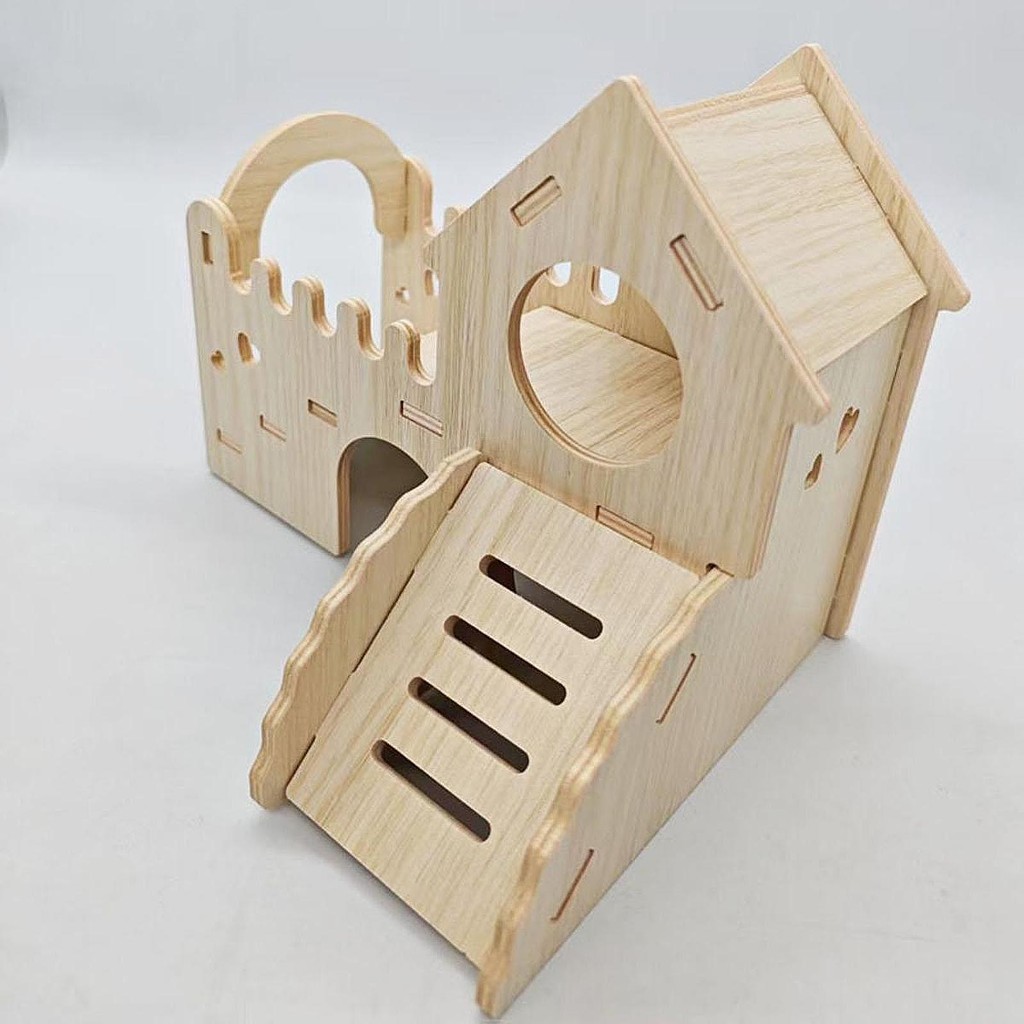 [baoblaze21] Wooden Hamster House Hideaway Rat Playground Fun with ...