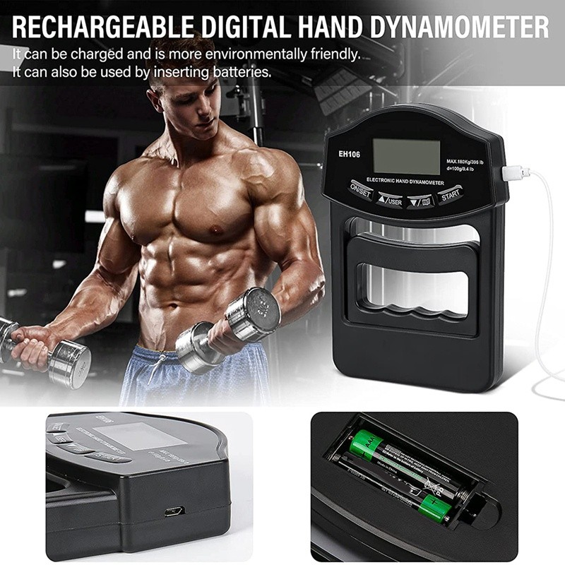 396Lbs/180Kg Digital Grip Strength Tester Hand Dynamometer Grip ...