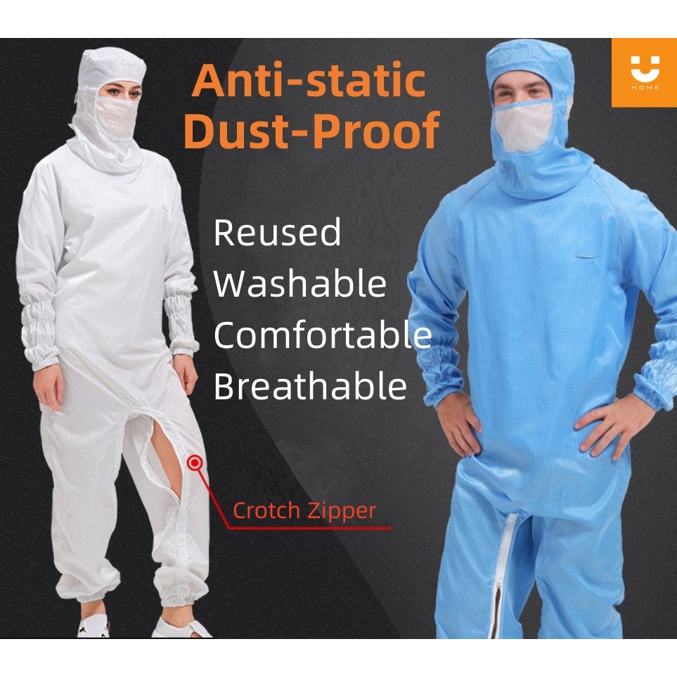 【Uhome】3 in 1 Anti-static Suit PPE 5mm Grid Coverall Work Wear Crotch ...