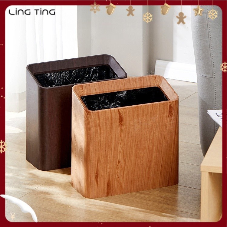 Nordic trash can Double-deck home Wooden trash bin Simple and Stylish ...