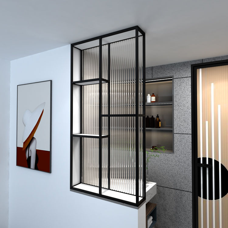 Glass Screen Bathroom Half Wall Partition Wash Basin Block Storage Rack ...