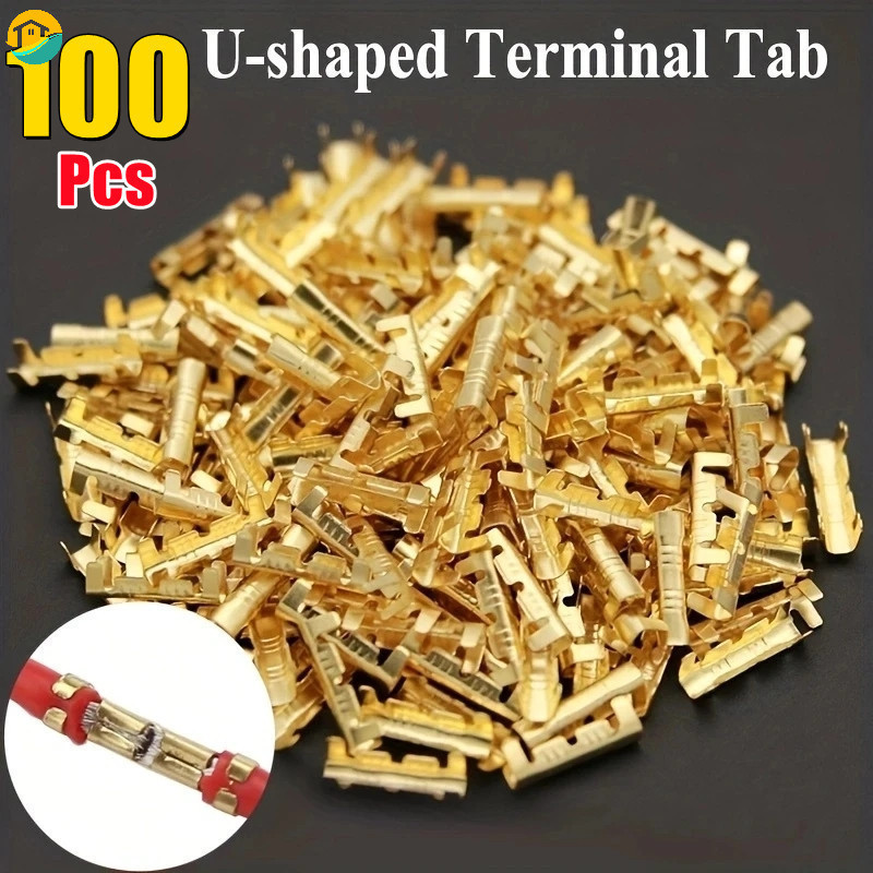 50/100Pcs U-Shaped Terminal Connector Tab Cold Inserts Small Teeth ...
