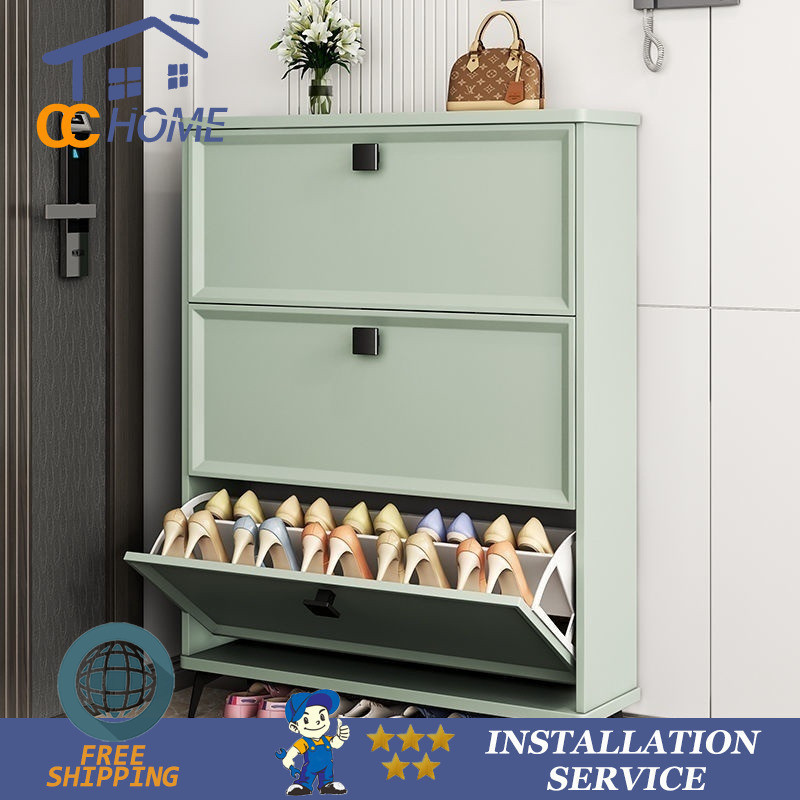 CZXD Shoe Cabinet Avocado Green Slim Shoe Rack Home Dustproof Large ...