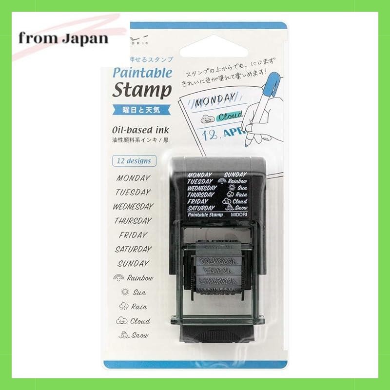 DESIGNPHIL MIDORI Stamp, rotary stamp, day of the week and weather ...