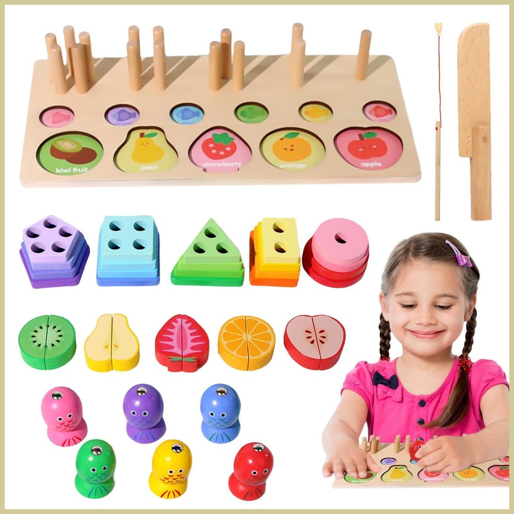 Shape Stacking Toy Shape Color Recognition Stacker Magnetic Fishing ...