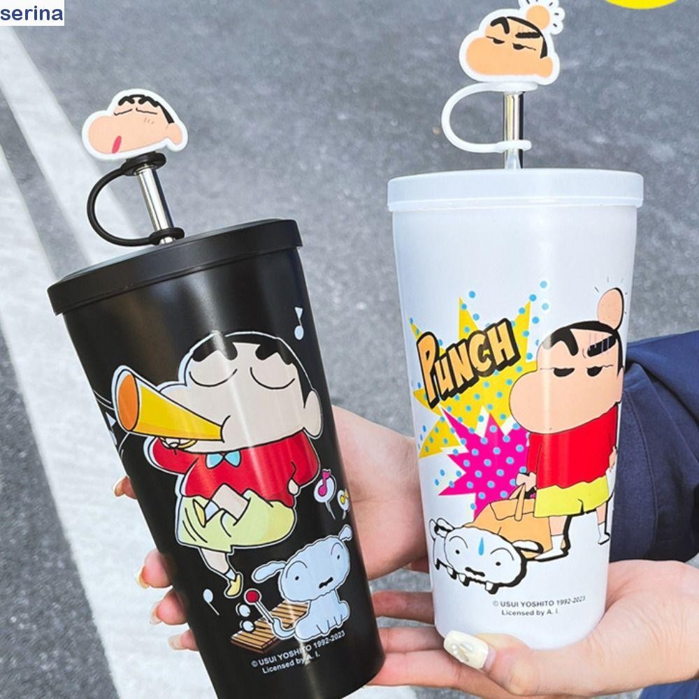 SERINA Insulated Cup, 500/600ml Cartoon Straw Water Cup, Drinkware ...