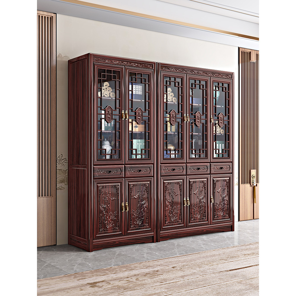 New Chinese Style Solid Wood Bookshelf Red Wood Modern Classical Home ...