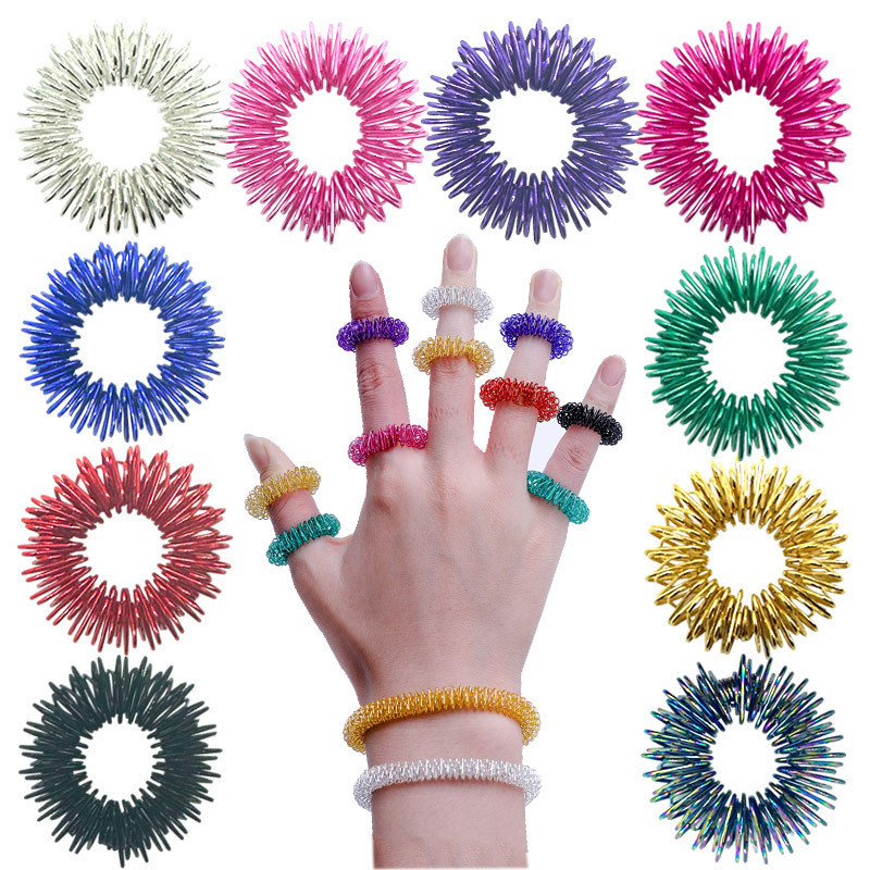 Spiky Sensory Rings, 10pcs Stress Relief Fidget Sensory Toys, Fidget ...