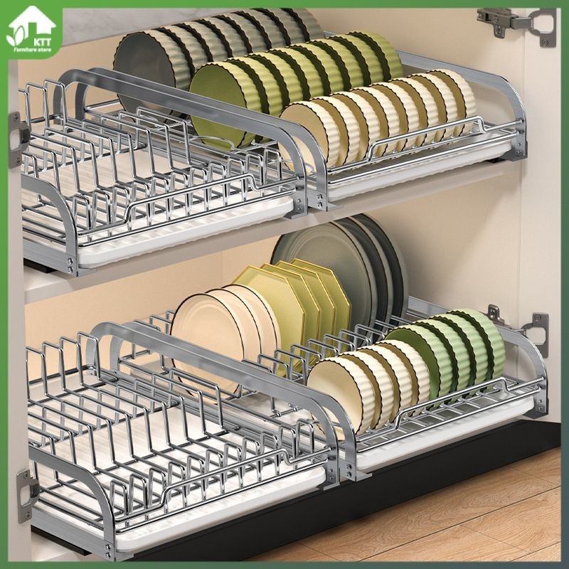 Dish Rack Dish Storage Rack Dish Pull-out Basket Kitchen Cabinet Drawer ...