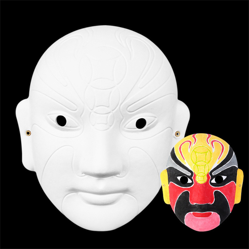 Chinese Peking Opera Mask White Paper Mask Half Face Masquerade Mask ...