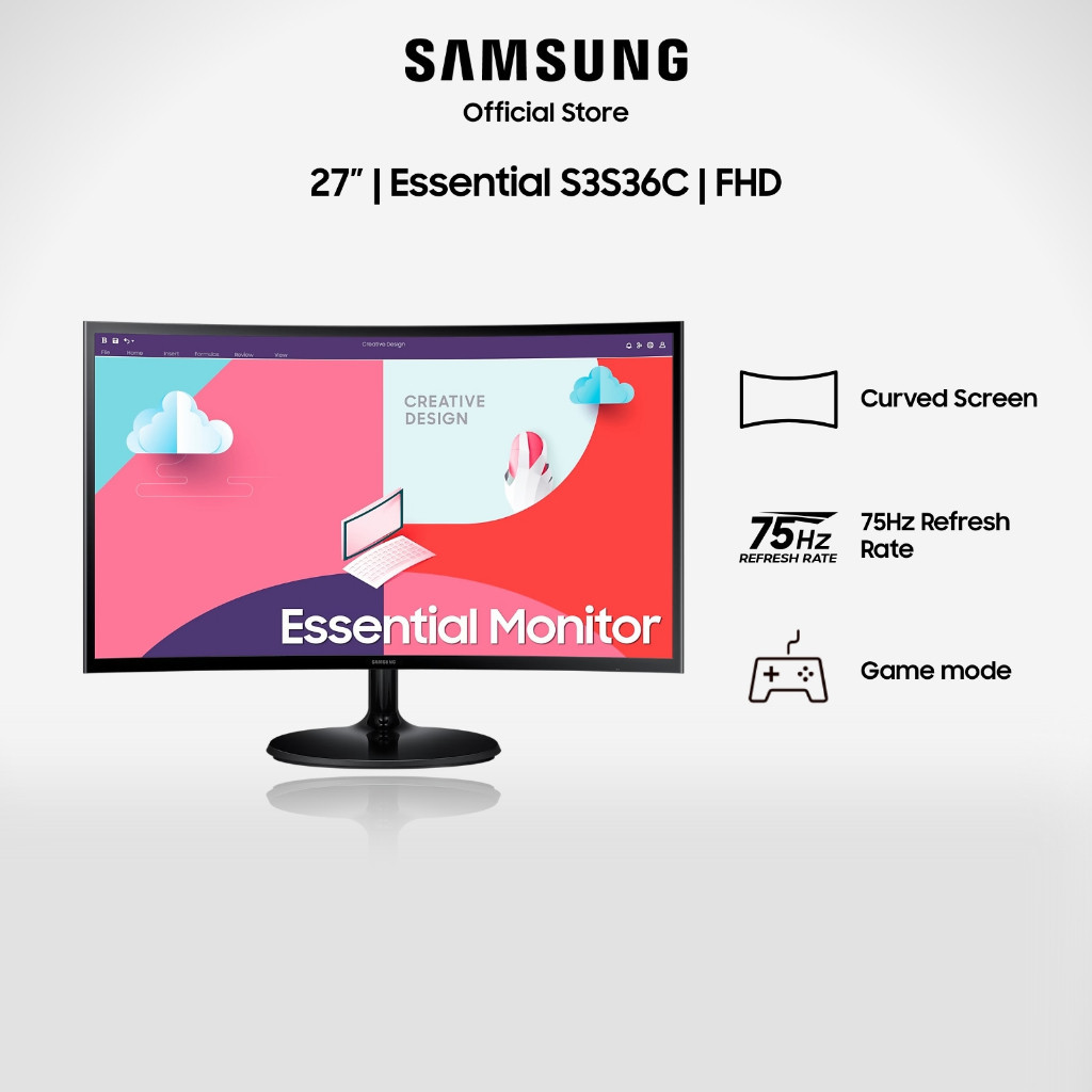 Samsung 27" Essential Curved Monitor S3 S36C / LS27C360EAEXXS | Shopee ...