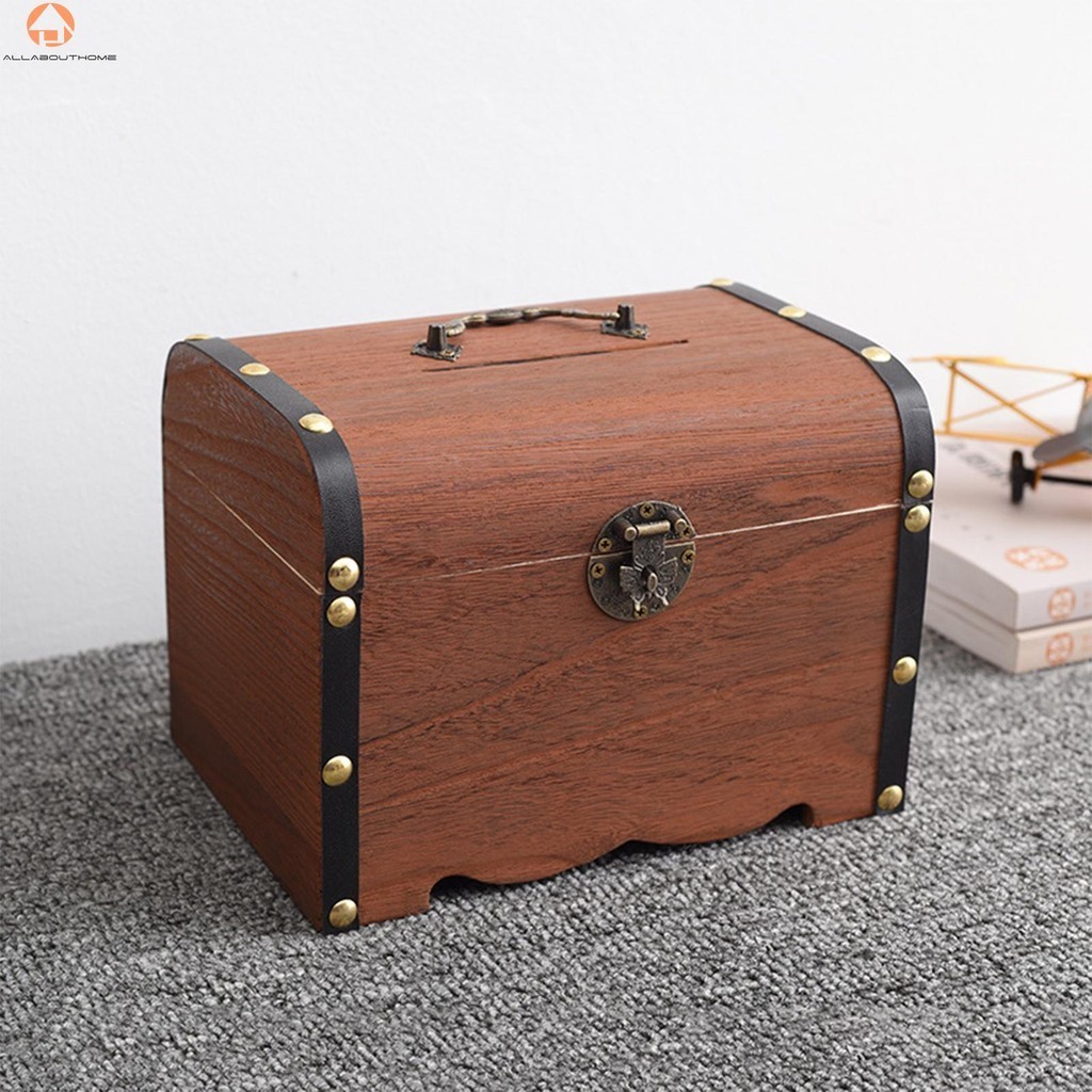 Wooden Money Box Ornaments Creative Cash Savings Challenge Box Money ...