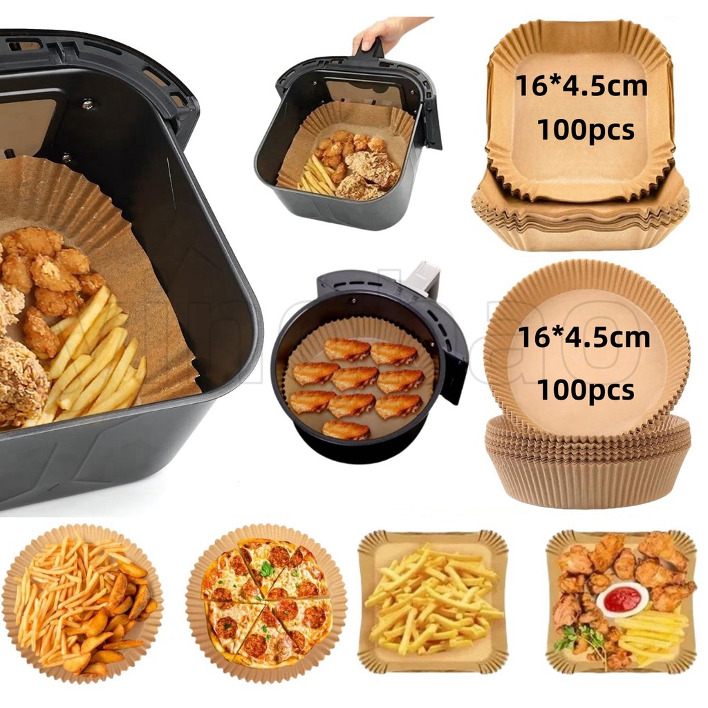 100Pcs/Pack Air Fryer Paper Disposable Baking Paper Air Fryer Non-Stick ...