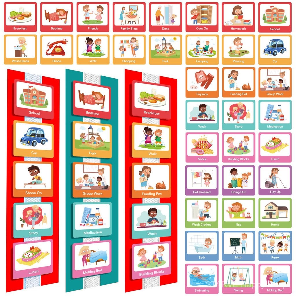 Visual Schedule for Kids Toddlers, Routine Chore Chart Magnetic Cards ...
