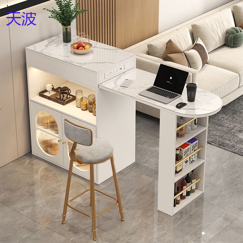 J-H/bts Home Small Apartment Extendable Rotating Internet Celebrity Bar Table with Charging ...