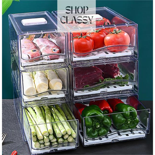 Shopclassyshop Drawer Style refrigerator storage box food-grade plastic ...