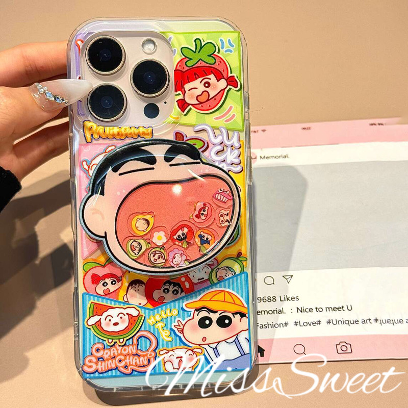 Crayon Shin Chan Casing + Quicksand Bracket Compatible For IPhone 16 11 ...