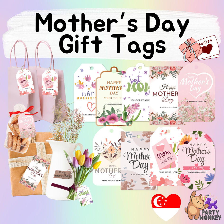 PartyMonkey Mother's Day Gift Tag Custom Present Box Flower Bouquet ...