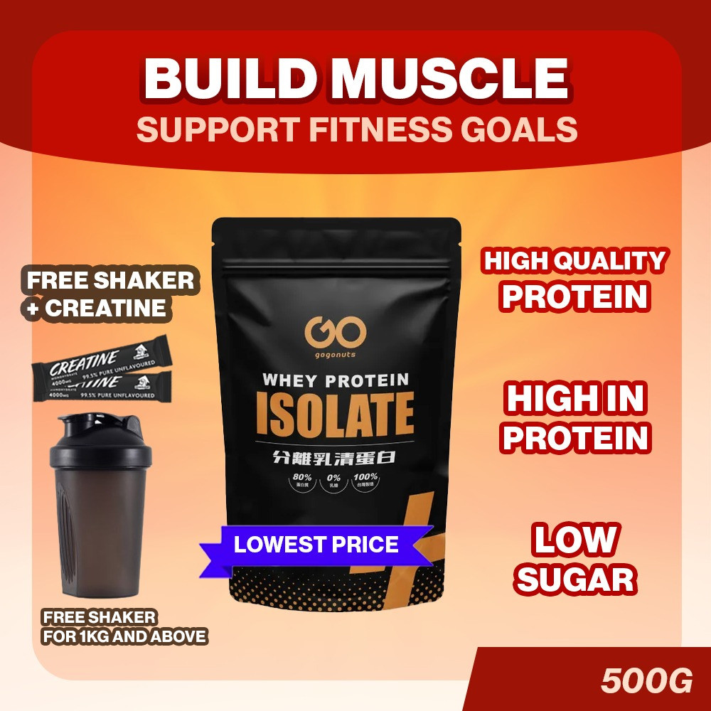 (Free Shaker + Creatine) GoPower Isolate Protein Powder 500g Easy to ...