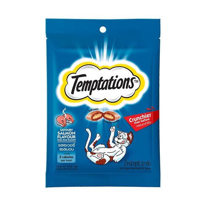 12 FOR $15: Temptations Savory Salmon Cat Treats 30gx12 (1 box) | Shopee Singapore