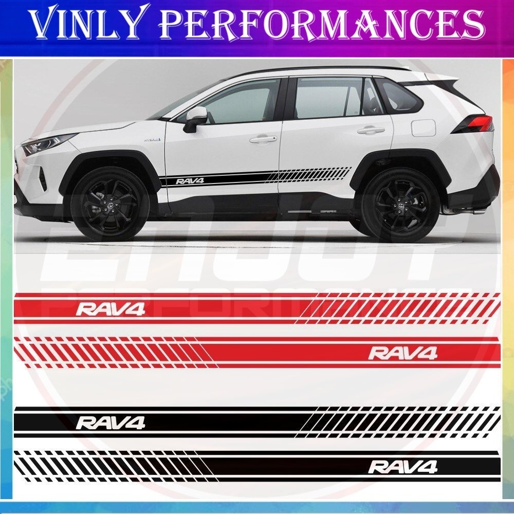 2 pieces of RAV4 car side stripe side skirt graphic car sticker vinyl ...