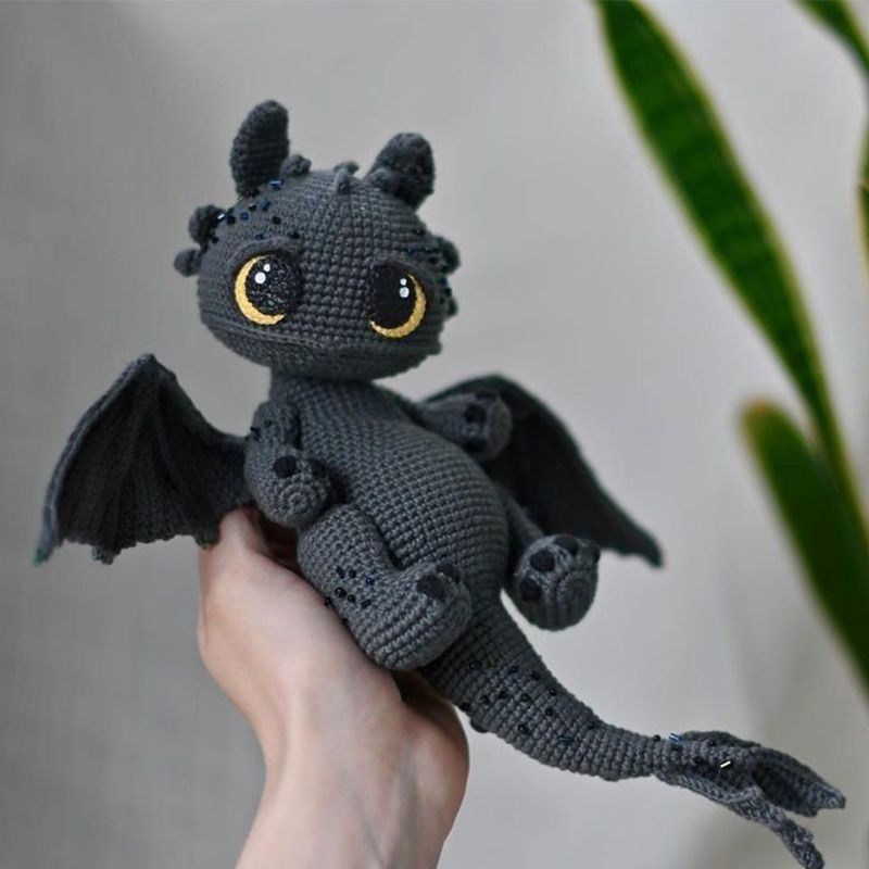 How to Train Your Dragon Toothless Knitting diy Material Bag Wool Crochet Cute Doll Homemade ...