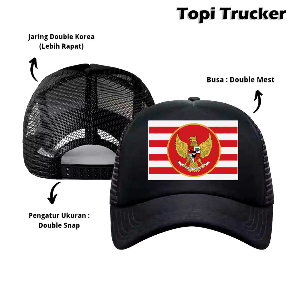Net Trucker Hat Indonesian Logo Garuda Independence RI Anniversary ...