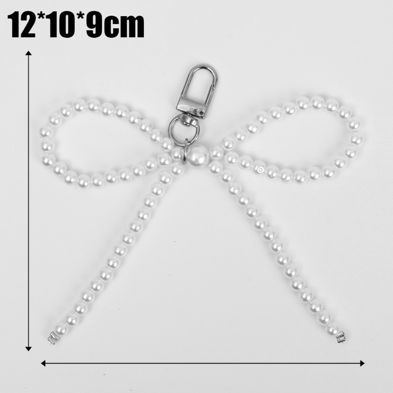 1 PC Pearl Bow Shaped Keychain - Girls Sweet Bowknot Ribbon Keyrings ...